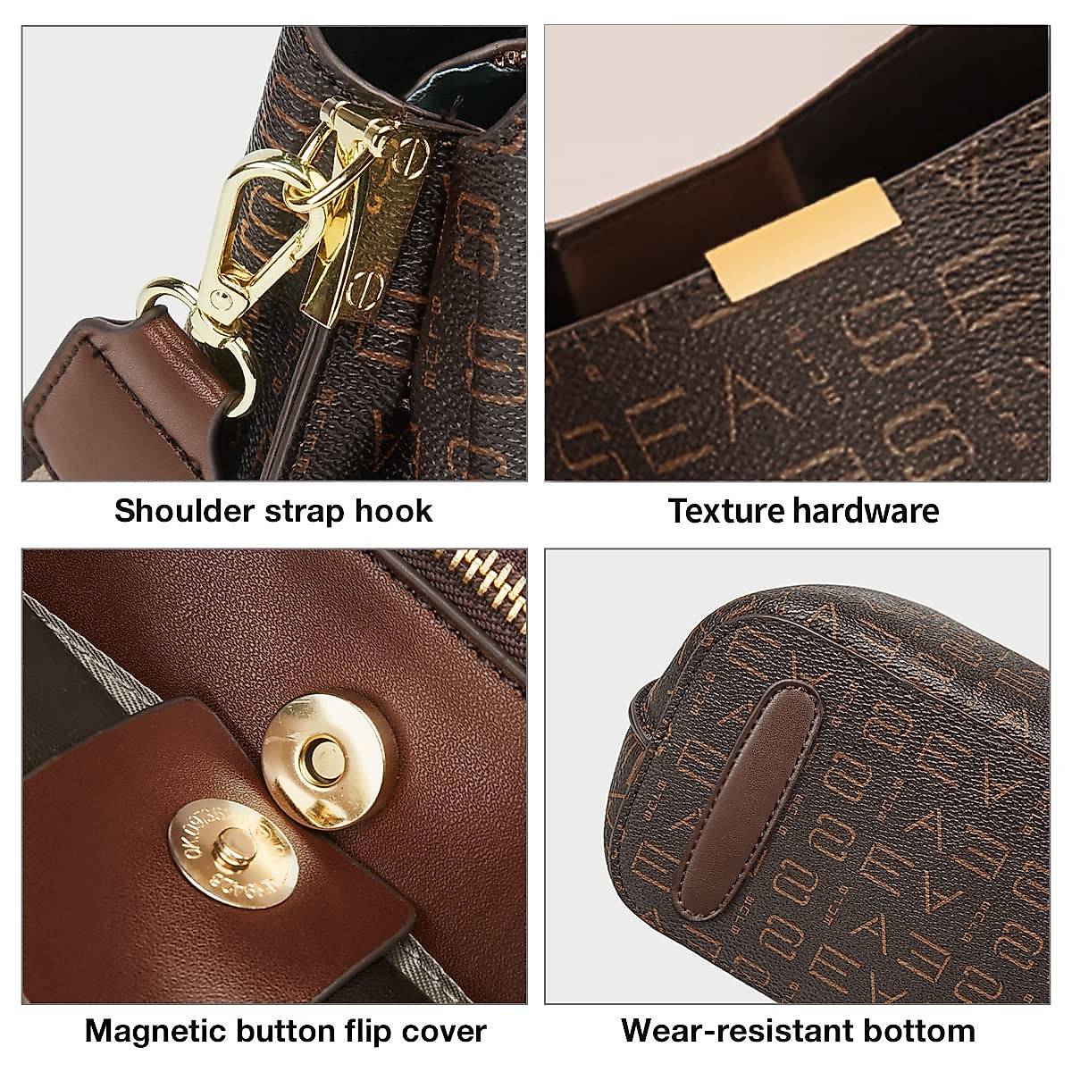 LAORENTOU Vegan Leather Crossbody Bag for Women Monogram Crossbody Shoulder Bag Purse Leather Checkered Purse Ladies Crossbody Cell Phone Bags