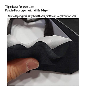 VVUPIC 3-Pack Unisex Washable Reusable Cover 3-Layers Cover Black