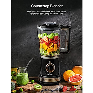 Yabano Countertop Blenders for Kitchen, Professional Electric Blender for Shakes and Smoothies, 2 Adjustable Speeds & Pulse Function, 6 Stainless Steel Blades & 50oz Jar, BPA Free, Easy to Clean
