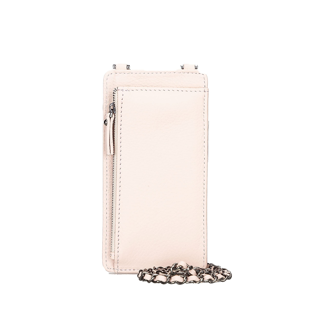 BOULETTA Crossbody Bag Cellphone Purse for Women-Leather Zipper Shoulder Wallet with Phone Pocket and Chain Strap 4 Card Slots Small