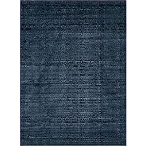 Unique Loom Uptown Collection by Jill Zarin Collection Textured Solid Geometric Modern Navy Blue Area Rug (9' 0 x 12' 0)