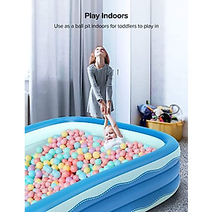 Inflatable Swimming Pool, Rectangle Above Ground Family Blow Up Pool, Swimming Pool for Kiddie Adults, Large Full-Sized Thickened Plastic Pool for Garden Backyard Outdoor