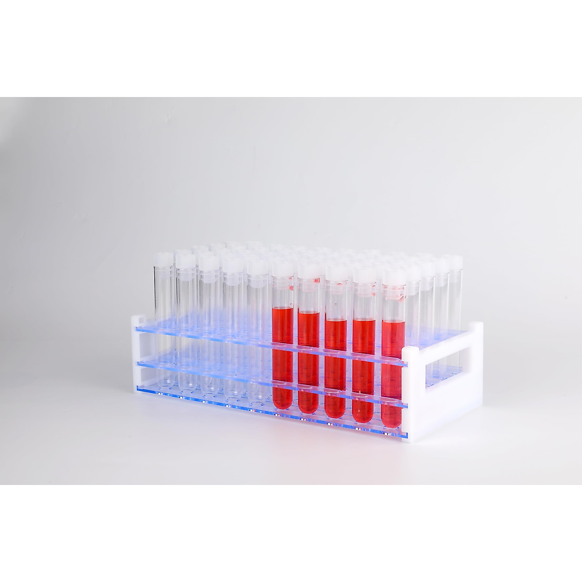 50 Transparent Plastic Test Tubes with Brackets, 16x100mm (10ml) Capped Test Tubes