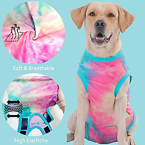 Uadonile Dog Surgery Recovery Suit, Surgical Recovery Suit for Dog Male Female, Spay Neuter Dog Recovery Suit, Cone Alternative Dog Surgical Onesie, Tie-dye Green, XXL