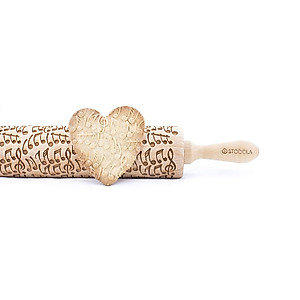 Rolling Pin Embossed with CRAZY NOTES Pattern for Baking Engraved Cookies Size Large 16.9 inch