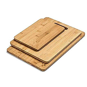 Brookline Wood Cutting Board Set - Extra Thick 3 Charcuterie Boards - Made from Organic Bamboo - Used for Cooking, Meat, Cheese and Vegetable Chopping