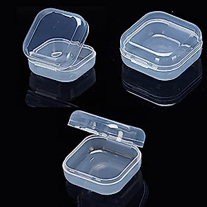 SKUPSY 20 Pcs Mini Clear Plastic Box Square Jewelry Earplug Pill Storage Box Case Container with Lid for Storage of Small Items, Crafts, Jewelry, Hardware