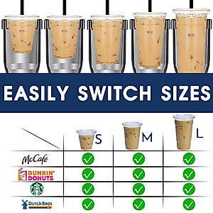 Universal Iced Coffee Sleeve - Insulated Double Wall Reusable Stainless Steel Holder Sleeves Insulator for Cold Drinks Fits Starbucks Dunkin Donuts Dutch Bros Small Medium Large Cups (Black Leopard)