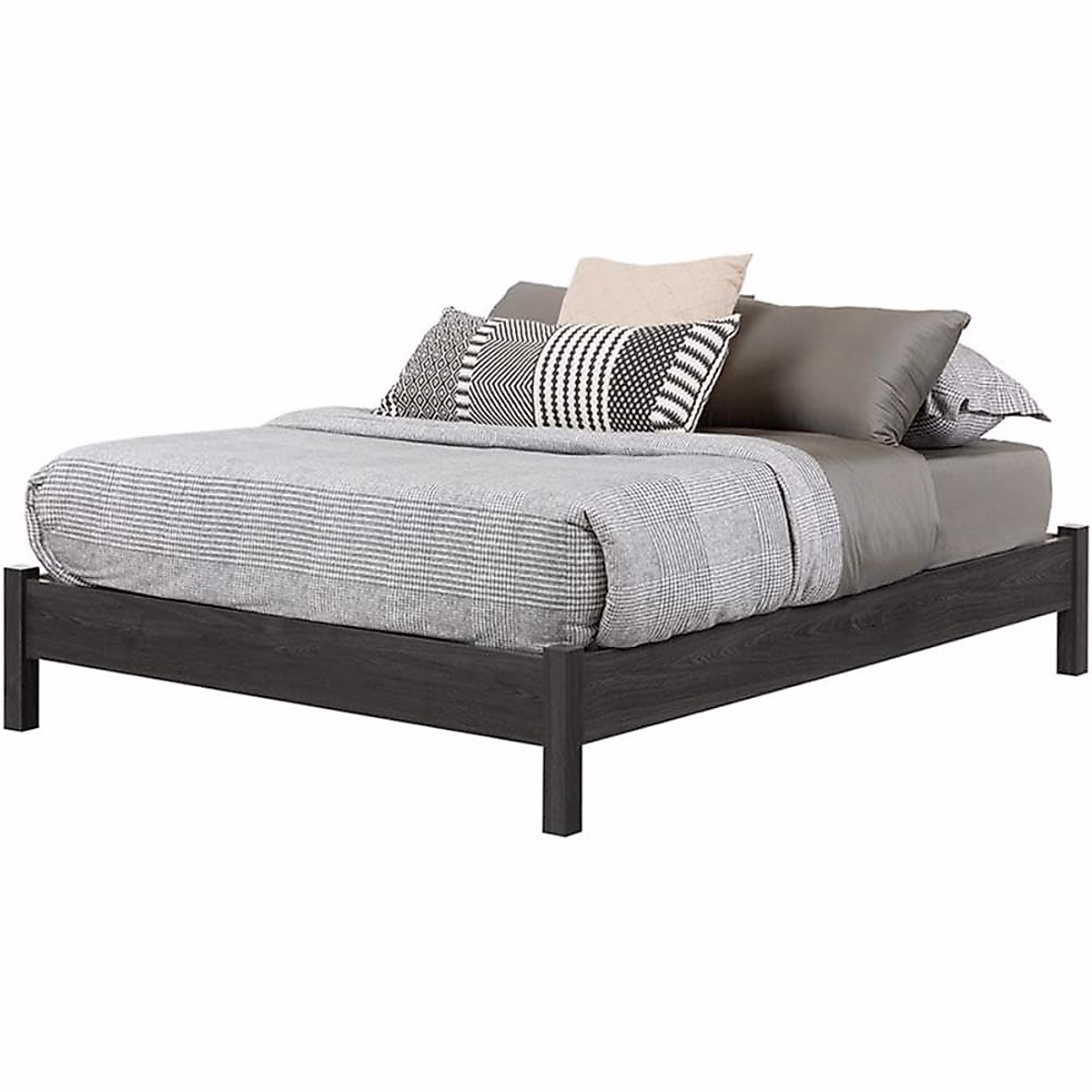 South Shore Step One Essential Platform Bed, Full, Gray Oak