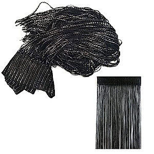 DLD String Curtains Beaded Door Curtain,Curtains Panel Divider Window Door Fly Screen for Door Wall and Window Decoration,200cm x 100 cm(200cm*100 cm,Black)