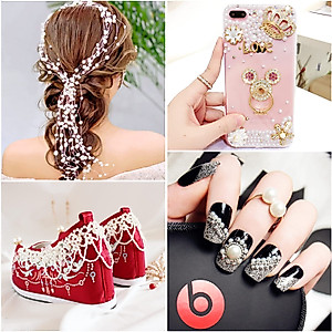 Mckanti 10000pcs Flat Back Pearls Half Round Pearl Beads Flatback Loose Beads for Crafts DIY Phone Nail Making (2mm/3mm/4mm/5mm/6mm/8mm/10mm)