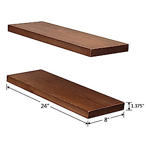 WELLAND Allen 8" Deep Floating Shelves Set of 2 Reclaimed Wood Wall Shelf Rustic Pine Wall Mount Shelf (Set of 2, 24 inch)