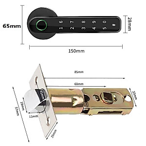Fingerprint Door Lock Touchscreen Biometric Door Lock Keyless Entry Front Door Knob with 50 Fingerprints, 100 Codes,Keypad Suitable for Home,Hotel,Office,Indoor Door Black…