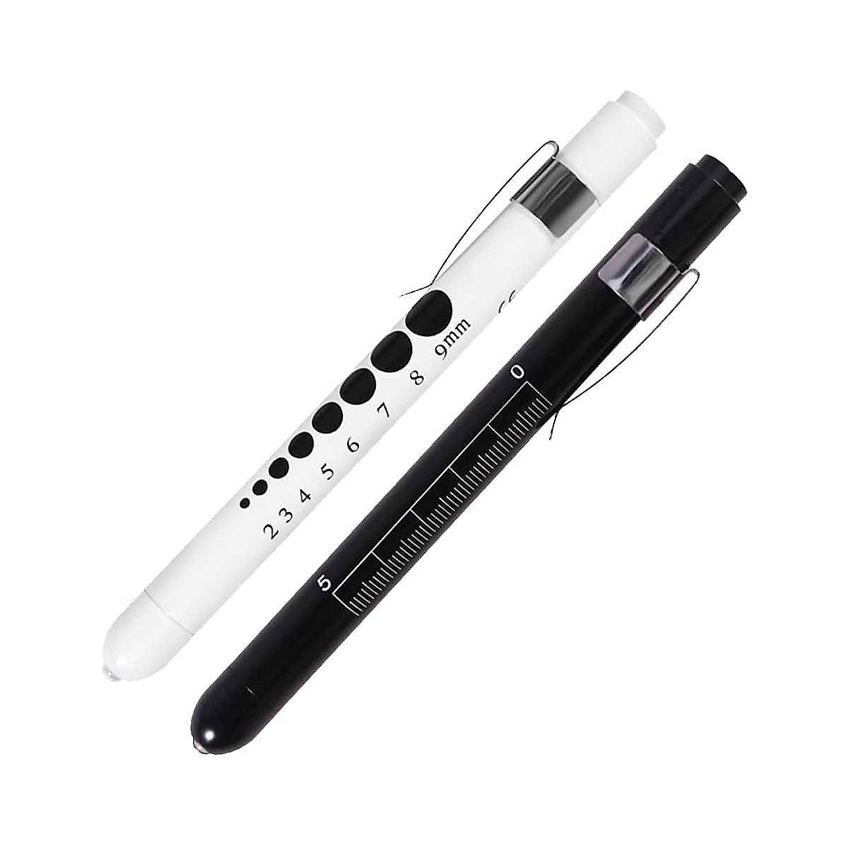 Aokin Pen Light with Pupil Gauge, Reusable LED Penlight Medical for Doctor Nurse Diagnostic etc, White Light, Black and White