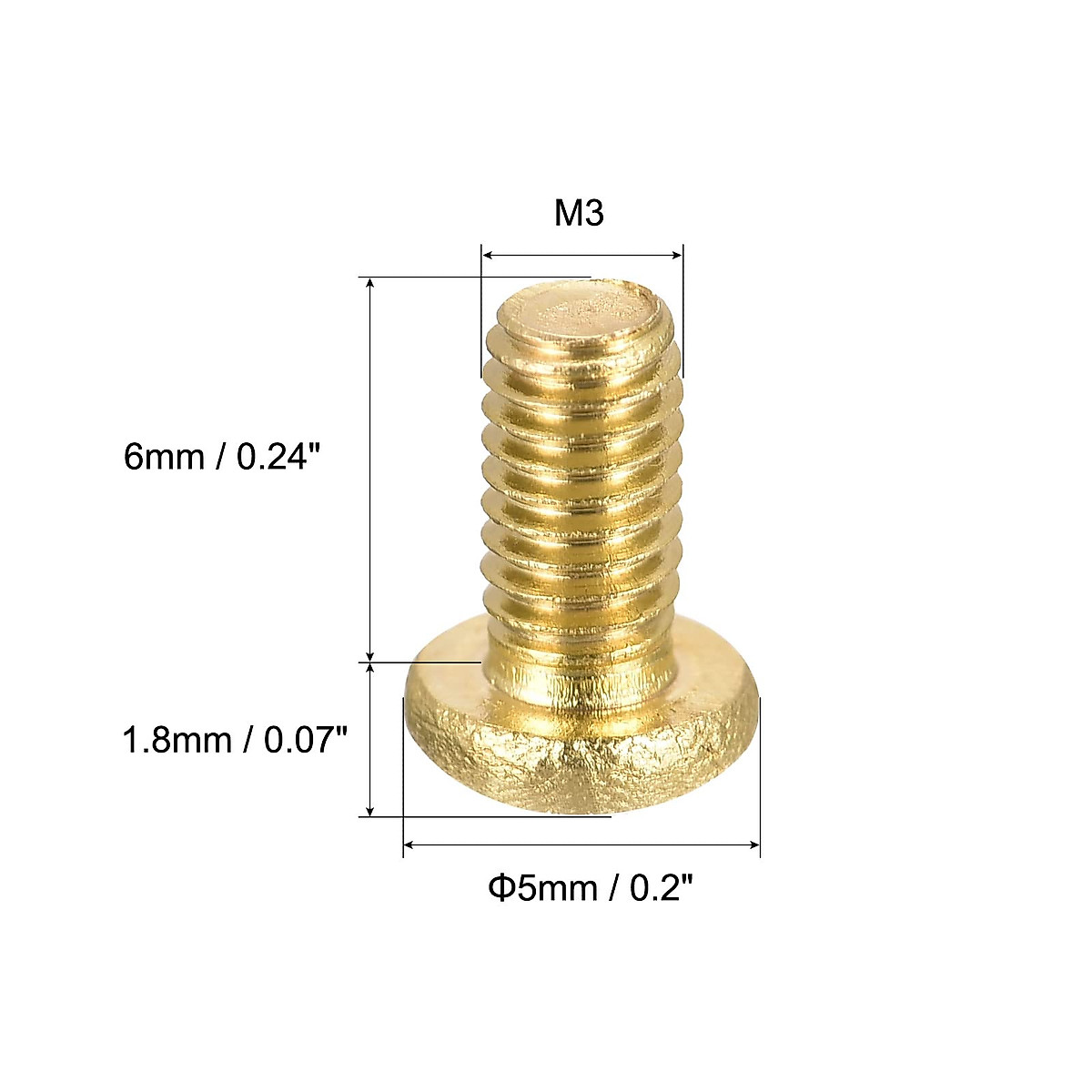 uxcell Brass Machine Screws, M3x6mm Phillips Pan Head Fastener Bolts for Furniture, Office Equipment, Electronics 36Pcs