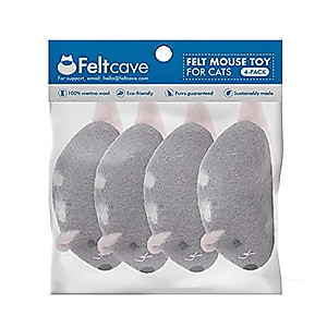 Feltcave Wool Cat Mouse Toys – Handmade Felt Mouse Cat Toy Without Catnip, Cat Toys for Indoor Cats, Cat Mice Toys 4-Pack