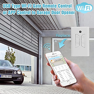 Garage WI-FI Remote Control for Grarage Door Opener with Orange/Red Learn Button,USB Type WI-FI Gate Remote Phone APP Control to Garage Opener,No hub Needed,Timer & Schedule,No Wiring Need