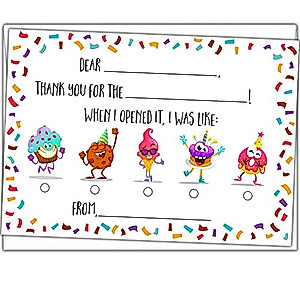 Kids Fill in the Blank Thank You Cards - 25 Cards Including Envelopes - Fun Gender Neutral Thank You Notes For Boys or Girls