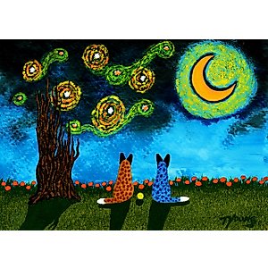 Red Blue Heeler Australian Cattle Dog Art PRINT by Todd Young STARRY SKY