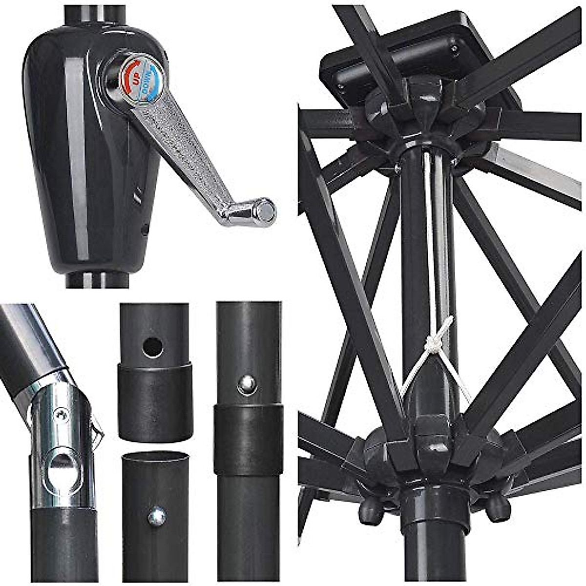 Ampersand Shops 9 Ft. Outdoor Patio Tilt Umbrella with Solar-Powered Energy Efficient LED Lights (Lime Green)