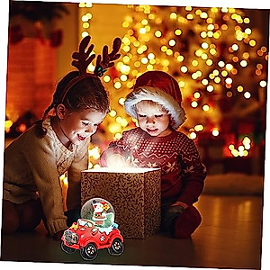 VOSAREA 3 pcs Christmas Crystal Ball Table top Decor Christmas Ornament Decor for Table Christmas Water Snow Globe Gifts for Cars Christmas Globe Decor Resin Luminous Crystal Ball Shine