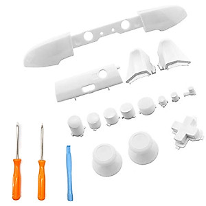 DeHasion Replacement Bumper Triggers Full Button Dpad RT LT RB LB ABXY Guide Buttons /T6 T8 Screwdrivers Compatible with Xbox One Slim/Xbox One S Controller Gamepad Repair Parts (Clear)