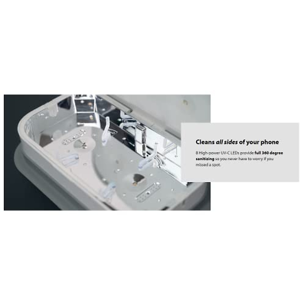 Utilimedic+ UV8LED Fast Wireless Charging Pad for Car & Home | UV Light Phone Sanitizer for Cell Phone | Eliminates 99.9% of Bacteria and Viruses | 8 UV-C LED Lights with 360 Degrees Immersion