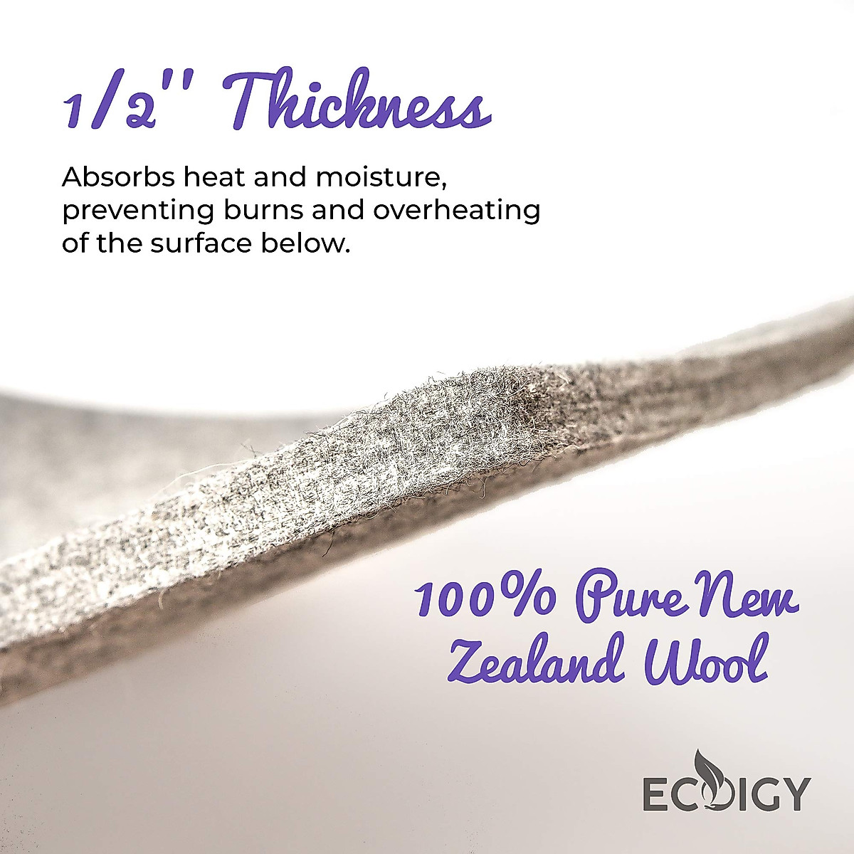 Ecoigy 17" x 13.5" Wool Ironing Pad, 1/2" Thick Wool Pressing Mat for Quilting, 100% New Zealand Wool Quilting Mat, Quilting Supplies and Notions, Best Ironing Mat with Sewing Supplies