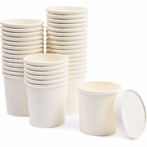 Juvale 36 Pack 16 oz Disposable Soup Containers with Lids, Take Out Cups for Hot or Cold Food to Go, Ice Cream Storage, White