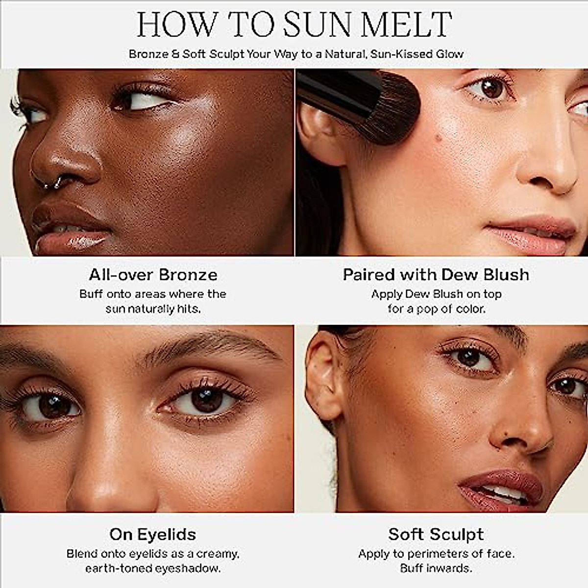 Saie Sun Melt Bronzer - Buildable Cream-Balm Bronzer For Face Sculpting - Cream Contour with Velvet Finish - Light Bronze (1 oz)