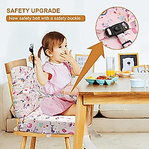 Toddler Booster Seat for Dining Table, Kids Child Baby Booster Seat for Table with Backrest, Adjustable Straps Safety Buckle, Waterproof Washable, Non-Slip Bottom Booster Cushion