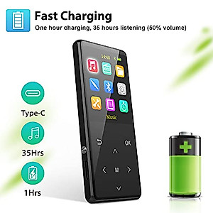 MP3 Player, 128GB Portable MP3 Player with Bluetooth 5.3, Digital Lossless Music Player with HD Speaker, Recorder, FM Radio, 2.4" Screen, Include Earphone, Armband and Storage Case, for Sport.