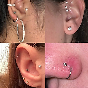 ORAZIO 8 Pcs 18G Stainless Steel Nose Piercing Lip Rings Studs Ear Piercings 6-12mm