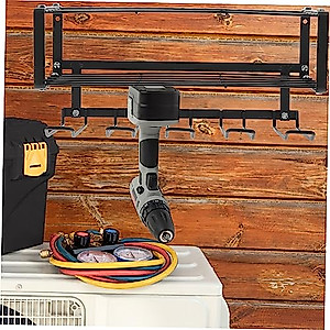 ABOOFAN Electric Drill Storage Rack Heavy Duty Storage Rack Power Screwdriver Cordless Tool Holder Garage Storage Shelves Heavy Duty Garage Organizer Rack Cordless Drill Black Carbon Steel