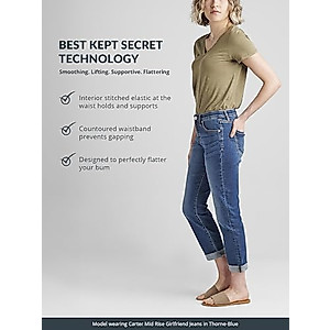 JAG Jeans Women's Petite Carter Mid Rise Girlfriend Jeans, Del Mar, 8 Petite