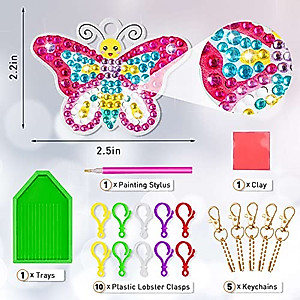 FFNIU Diamond Art for Kids, 15 Pack Diamond Painting Keychains, DIY Gem 5D Painting Arts and Crafts for Boys Girls Ages 6-8-12 (Garden Animals)