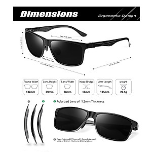 ANYLUV Polarized Sunglasses-Men Mens-Sunglasses Sun-Glasses: Luxury Carbon Fiber Al-Mg Metal UV400 Protection Driving Golf