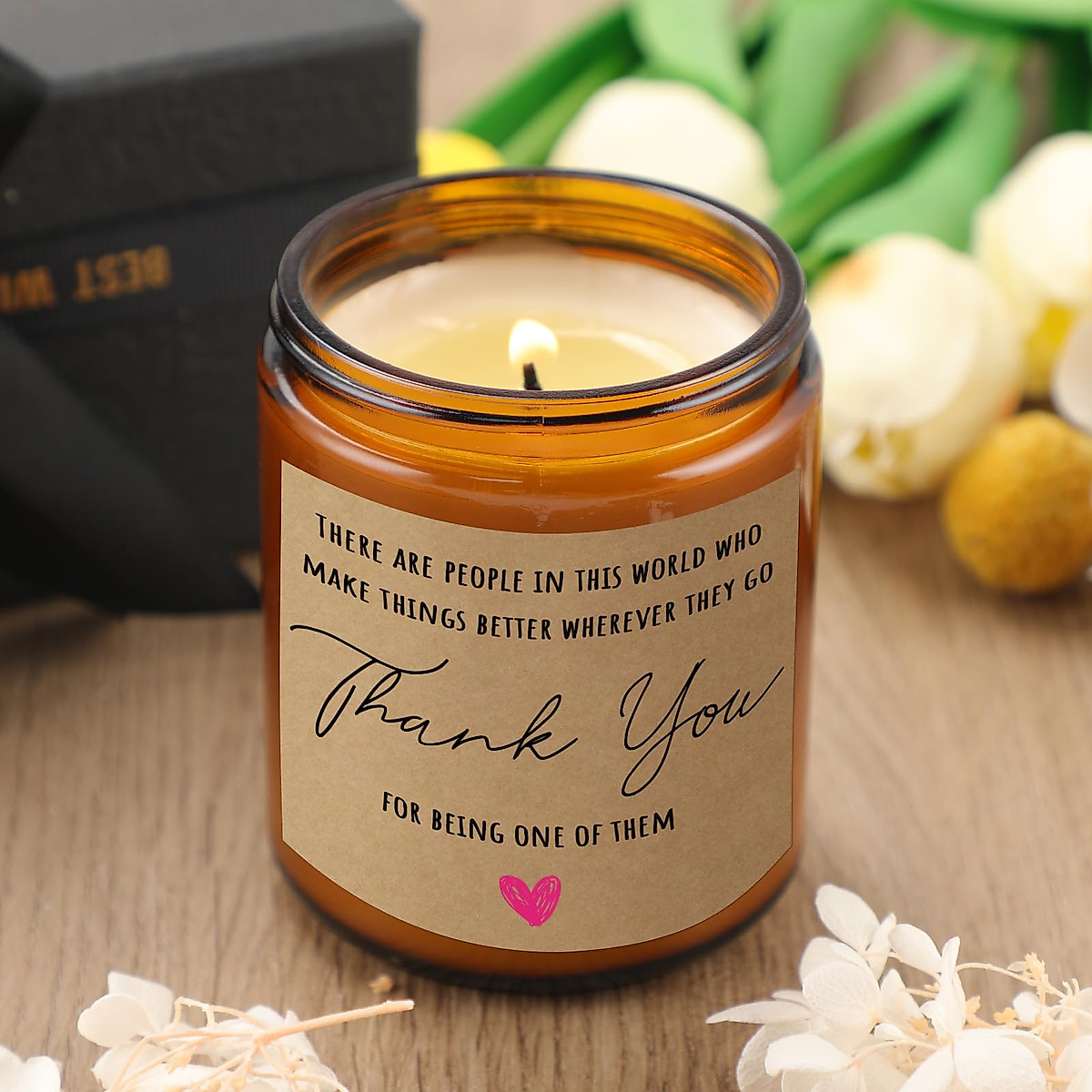 KAAYEE Thank You Gifts for Women Men, Employee Teacher Appreciation Gifts, Farewell Retirement Gifts Coworker Boss, Christmas Birthday Gifts for Mom Dad Lavender Natural Soy Wax 7OZ Scented Candles