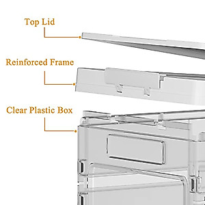 Wisdom Star 2 Pack Collapsible Storage Bins with Lids, Clear Plastic Foldable Storage Box, Stackable Storage Containers for Organizing, White