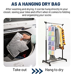 Hanging Closet Organizer with Pockets, 2-Pack Sock Organizers for Washing and Drying, Storage Bags can Organize Socks, Bra Underwear Underpants and Scarves Gloves, Hanging Travel Organizer