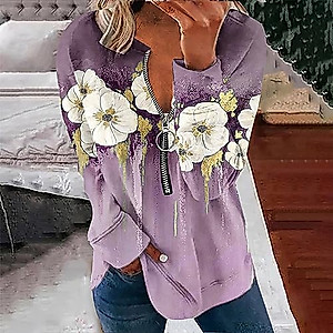 JDHUFEI Kitchen aid Mixer Stand Deals Womens Oversized Sweatshirts Fashion Boho Long Sleeve Tops Loose Half Zip Hoodies Casual Fall Clothes Beach Pullover