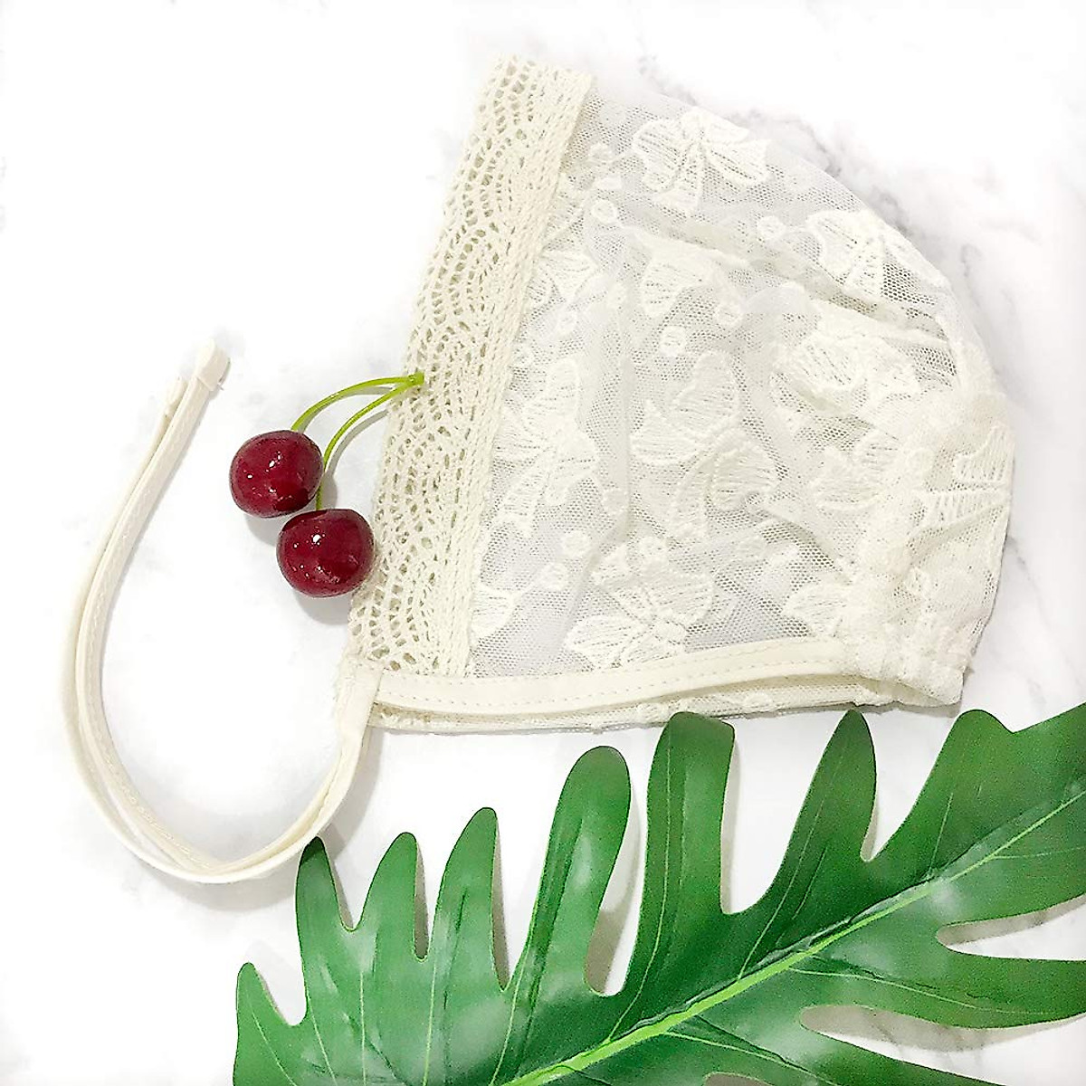 IMLECK Infant Bucket Sun Hat Bow Full Lace Flower Bonnet Child Hat … Ivory White