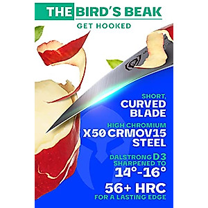 Dalstrong Tourne Peeling Paring Knife - 2.75" - Gladiator Series Elite - Forged German High-Carbon Steel - Sheath Included - NSF Certified