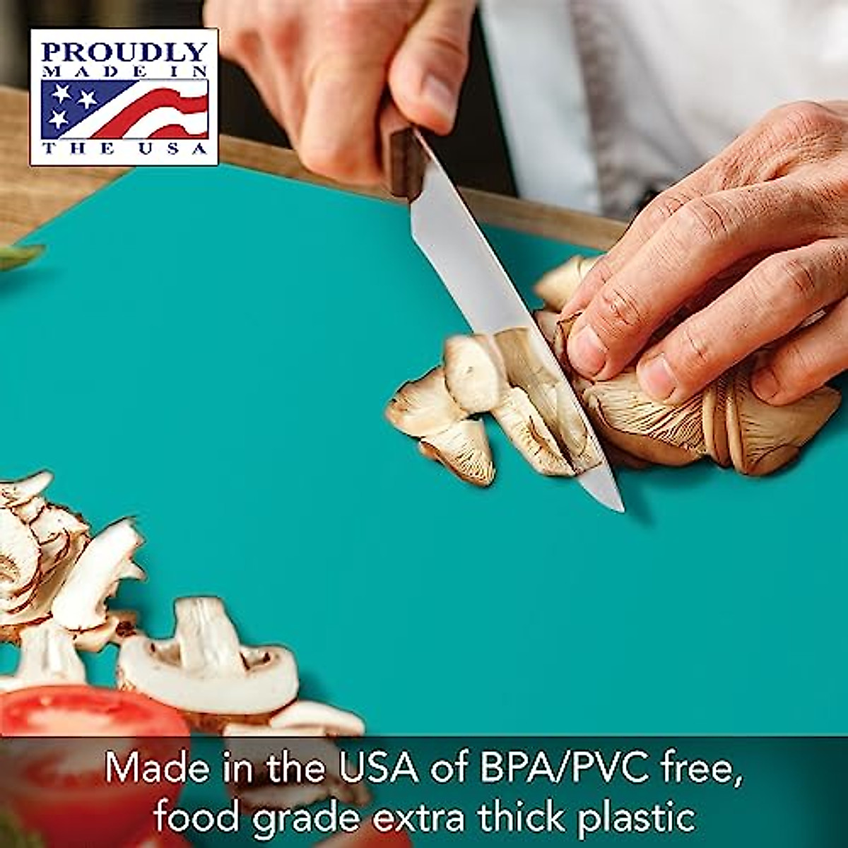 Cut N’ Funnel Blue Caraco 2 Pack Thick Multicolor Plastic Cutting Board Mats Made in the USA BPA & PVC Free Plastic