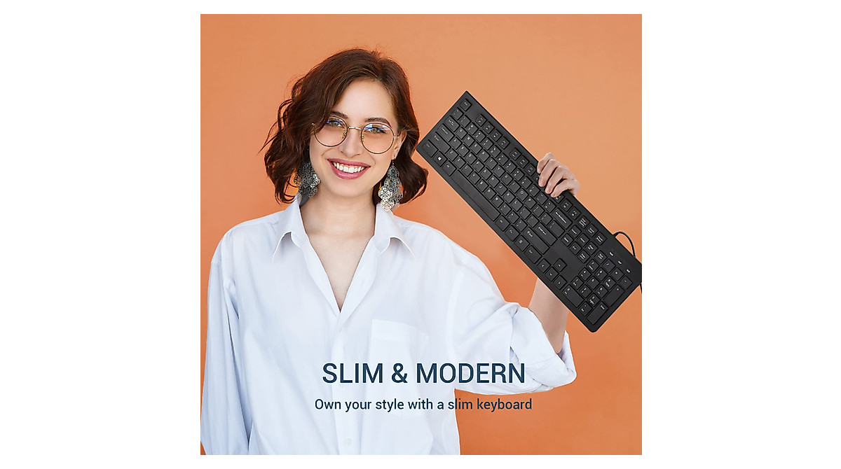 Wired Computer Keyboard - Slim & Spill-Resistant Design