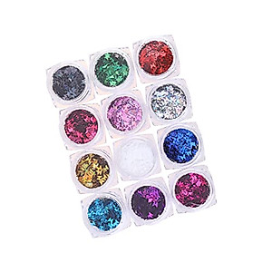 FOMIYES 1 Set 12 Metal Decor Nail Art Accessories Face Glitter Stickers Nail Foil Glitter Flakes Flake Glitter Nail Foil Glitter Nail Kit Creative Manicure Sequins Nail Stickers Nail Set