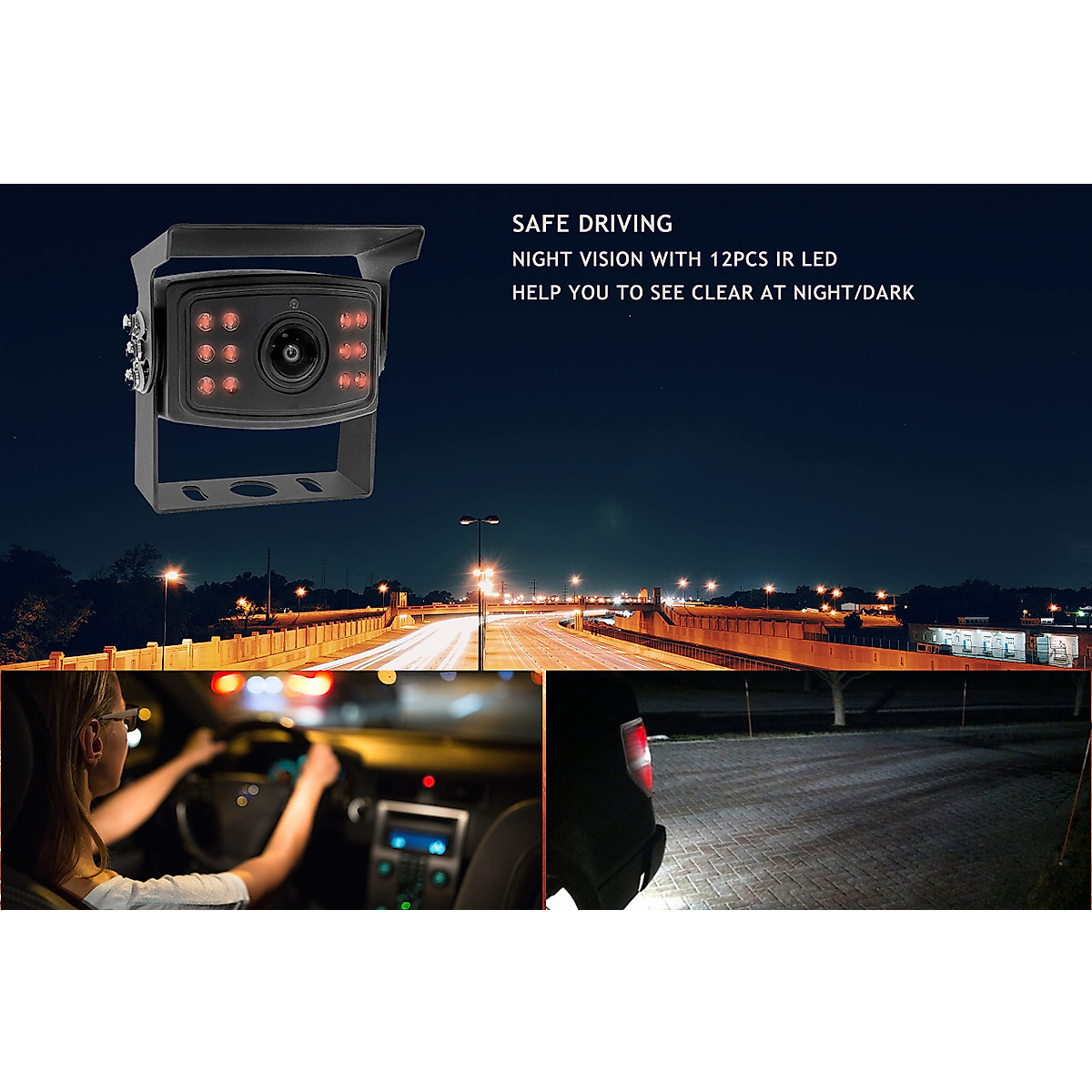 Rear View Backup Camera System Reversing Kit AHD 720P Wired 7" LCD Monitor,Night Vision,IP69K Waterproof Camera for Tractor/Motorhome/Bulldozer/Camper/Van/Heavy Equipment/Forklift/Skid Loader