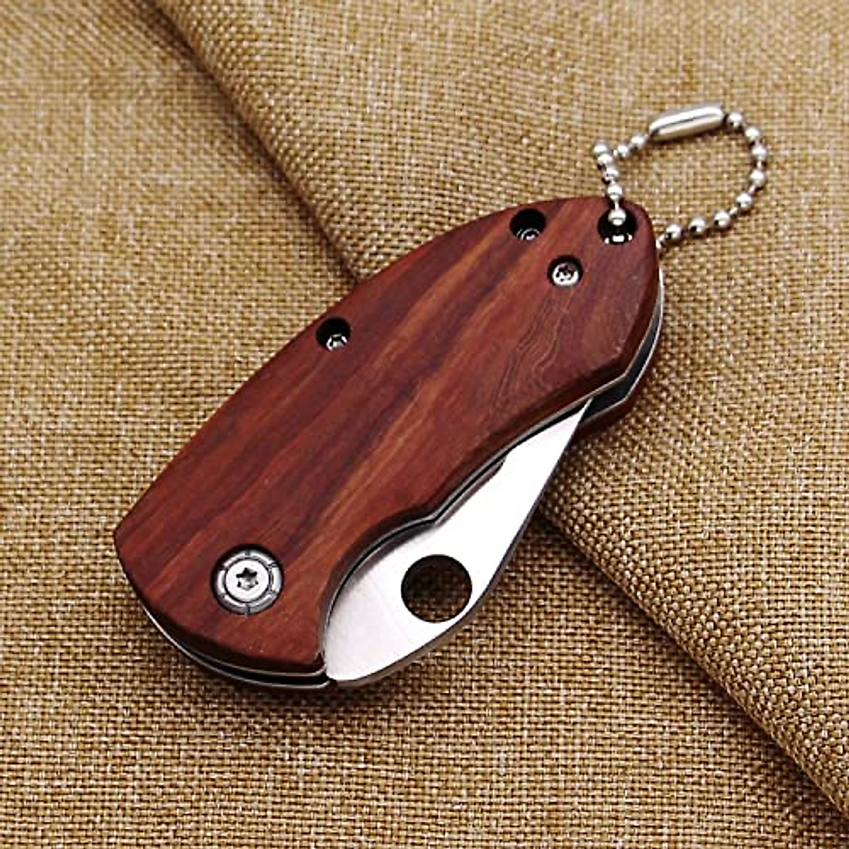 BYKCO Little Pocket Knife, Light Weight Wood Handle EDC Knife, Small Folding Pocket Knife for Men for Women Everyday Carry Box Cutter Stubby Style Gift