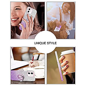 BENTOBEN iPhone 12 Case, iPhone 12 Pro Case, Slim Fit Glitter Sparkly with 360° Ring Holder Kickstand Magnetic Car Mount Supported Protective Girls Women Cover for iPhone 12/12 Pro 6.1“, Purple