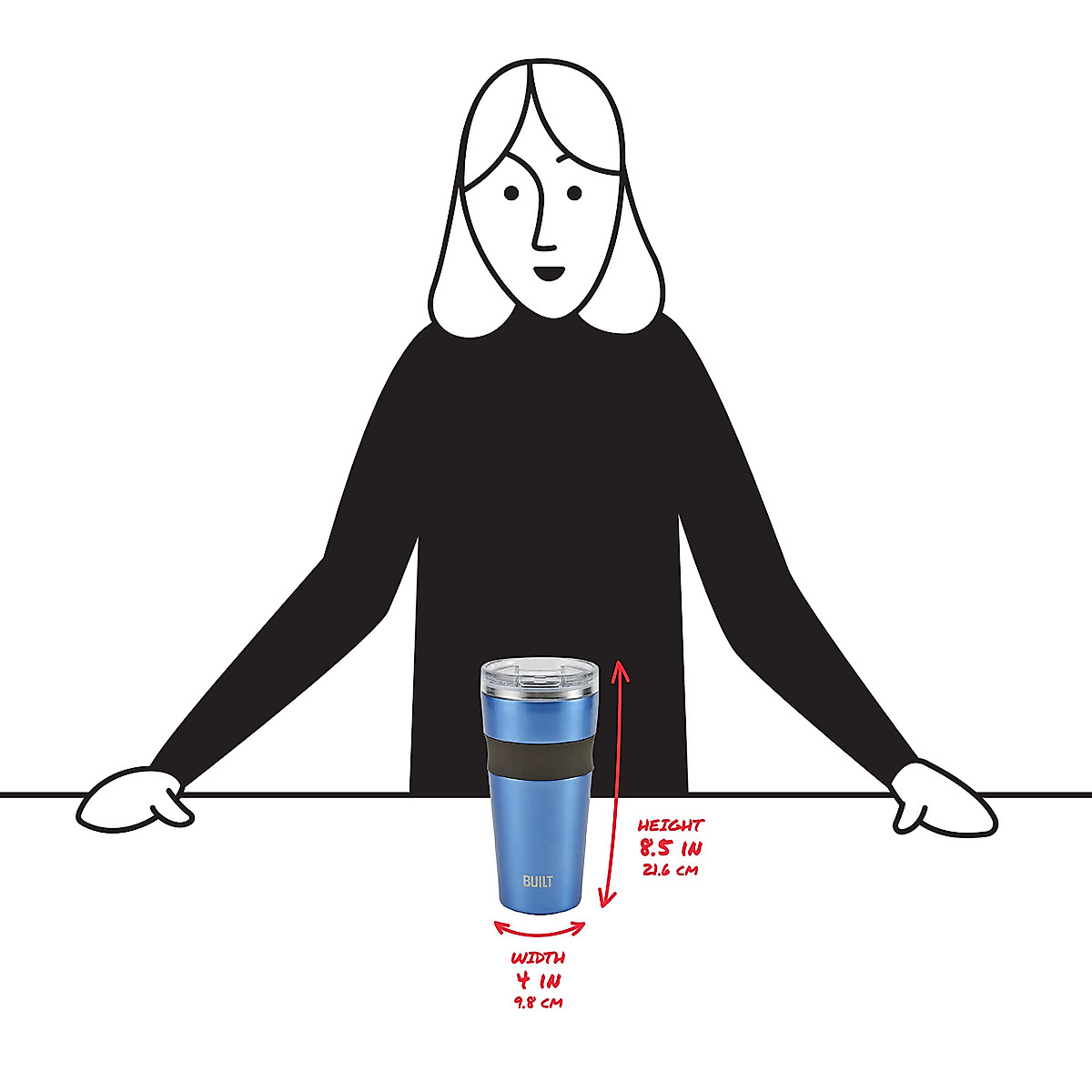 BUILT 24 Ounce Shasta Double Wall Vacuum Insulated Stainless Steel Coffee and Water Tumbler with Easy to Clean Flip to Open Tritan Lid, Yellow and Orange Citrus Sunrise Ombre